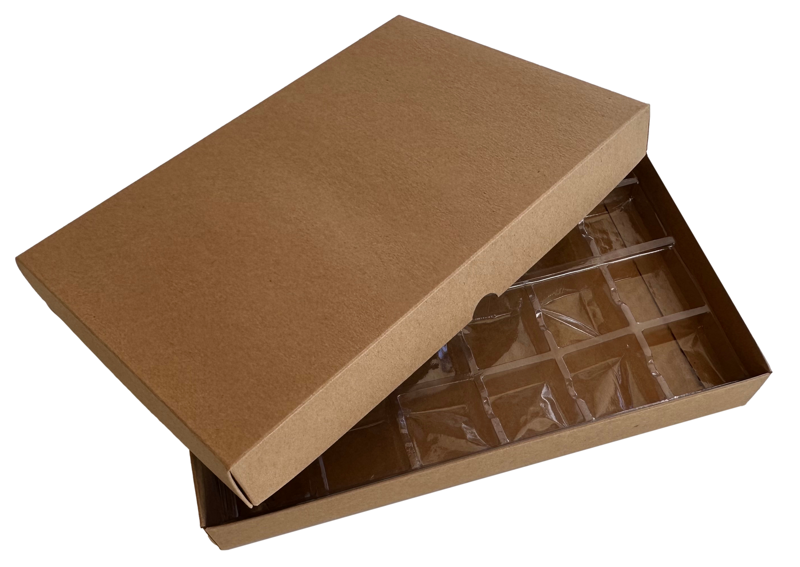 Choc Box 24 Kraft Base, Kraft Lid and Tray - The Packaging Place